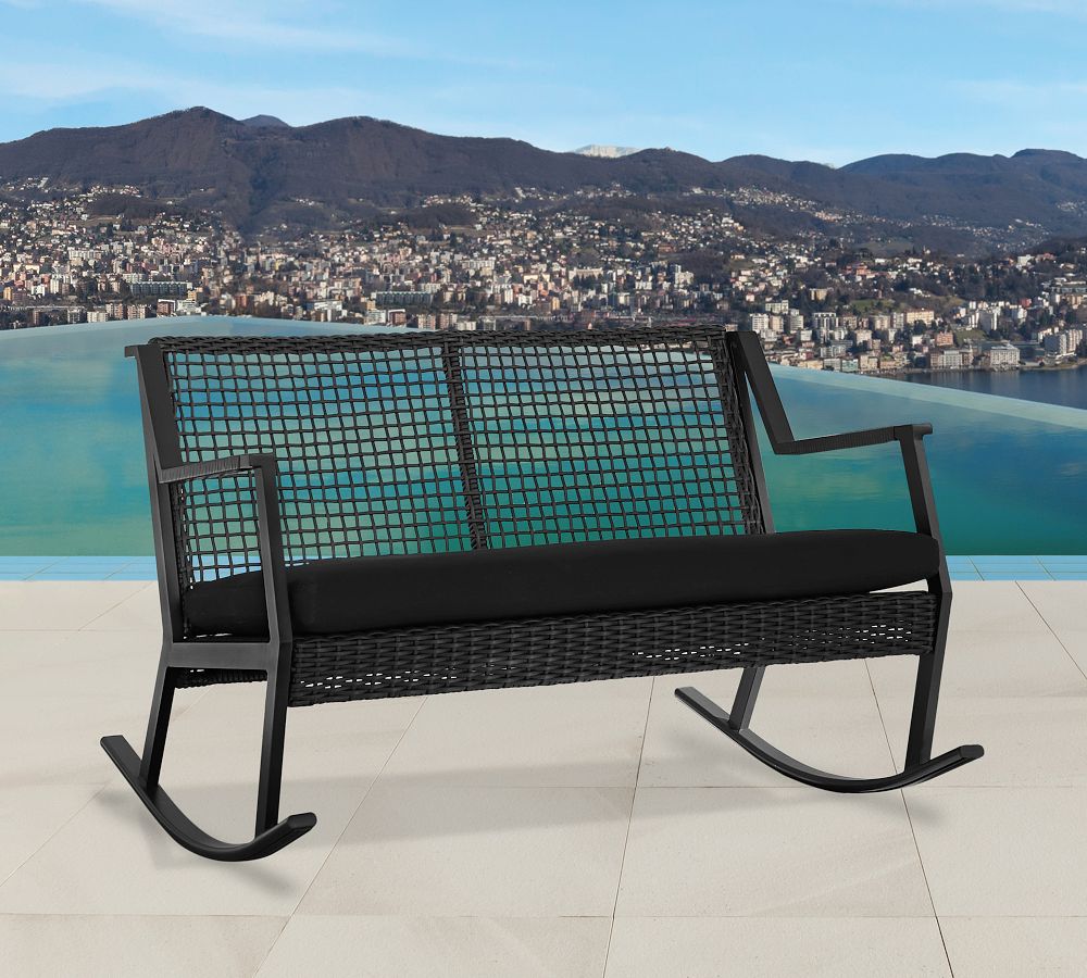 Klein All-Weather Wicker 2-Seater Rocker | Pottery Barn