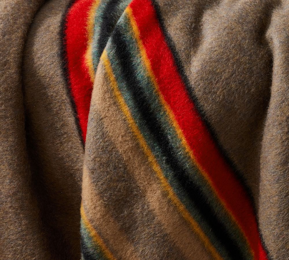 Pendleton® Yakima Faux Fur Back Stripe Oversized Throw | Pottery Barn