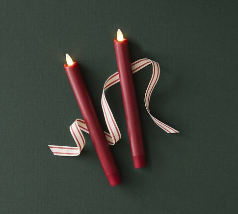 Premium Flickering Flameless Wax Pillar Candles - Red | Pottery Barn