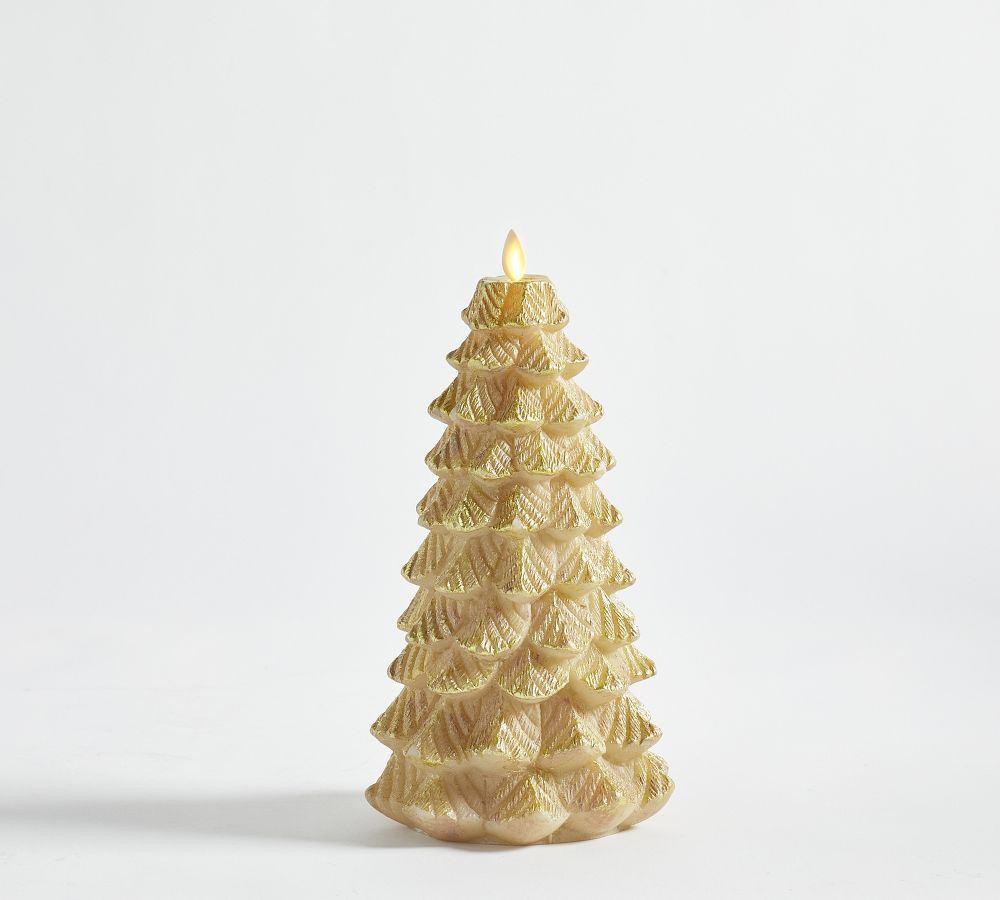 Premium Flickering Flameless Tree Candle - Gold | Pottery Barn