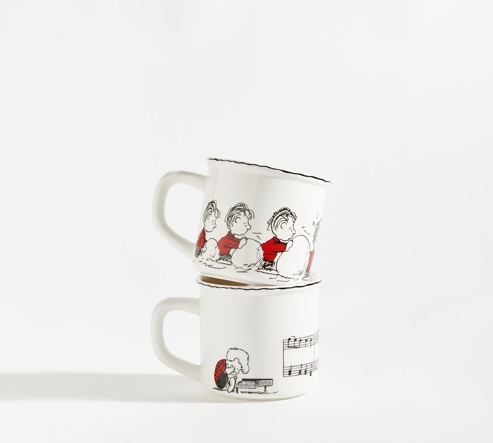 Peanuts™ Holiday Decal Stoneware Mugs - Set of 2 | Pottery Barn