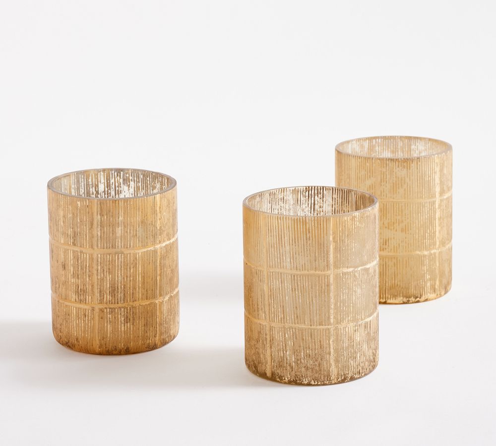 Linen Textured Glass Hurricanes | Pottery Barn