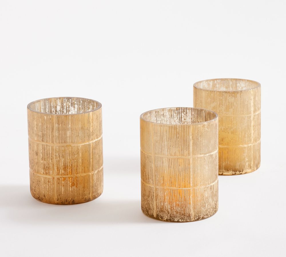 Linen Textured Glass Hurricanes | Pottery Barn