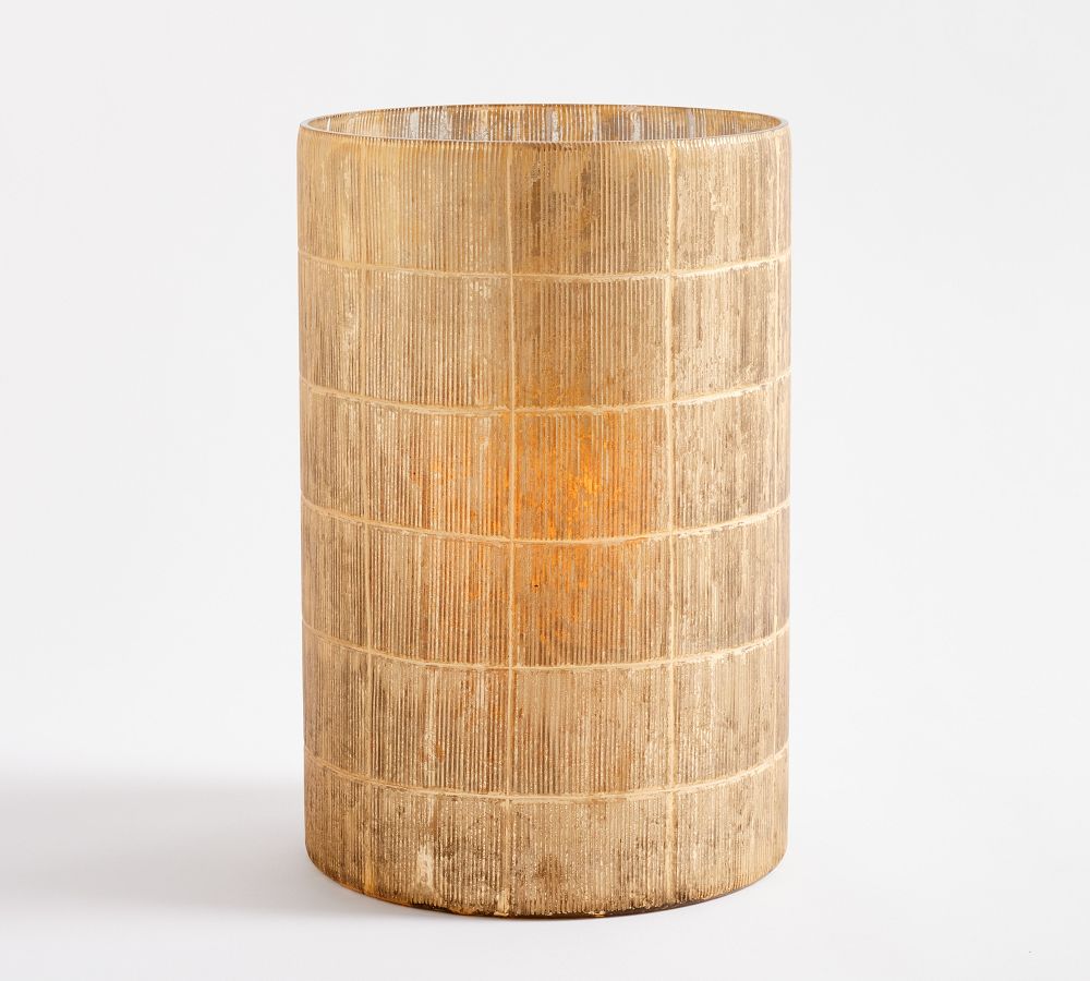 Linen Textured Glass Hurricanes | Pottery Barn