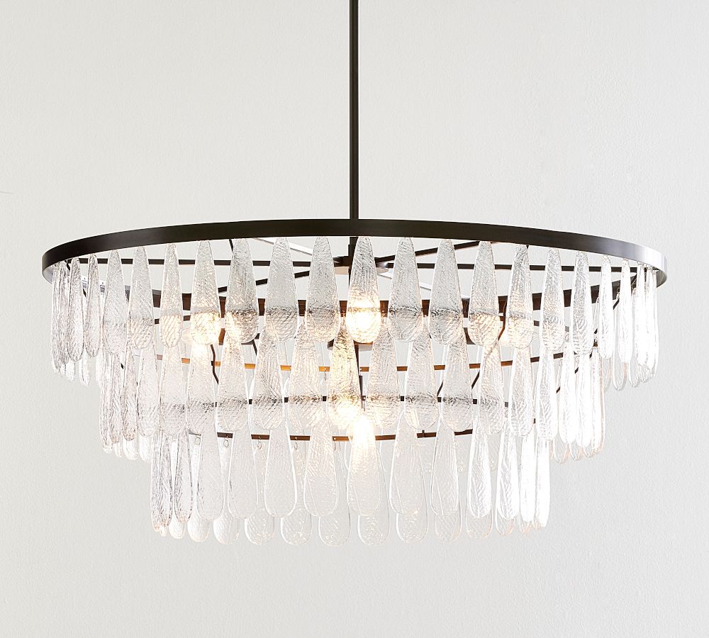 Mable Textured Glass Round Chandelier | Pottery Barn