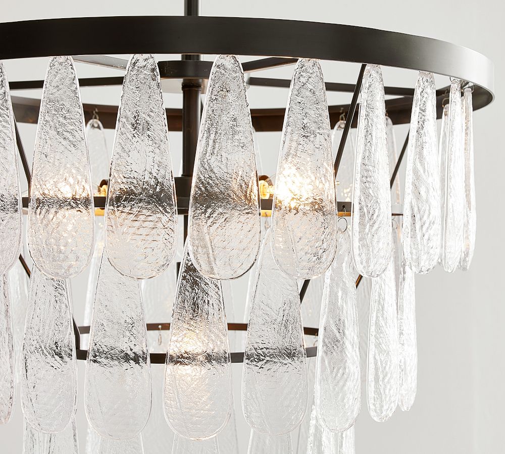 Mable Textured Glass Round Chandelier | Pottery Barn