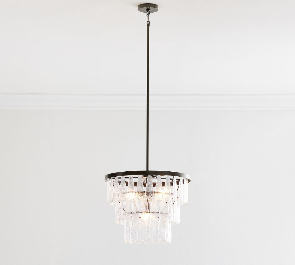 Mable Textured Glass Round Chandelier | Pottery Barn
