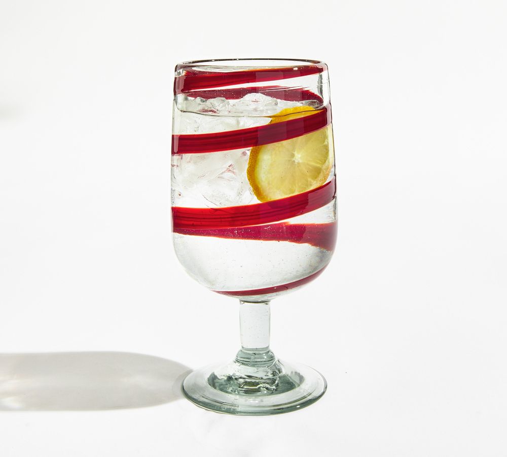 Red Ribbon Handcrafted Recycled Goblets | Pottery Barn