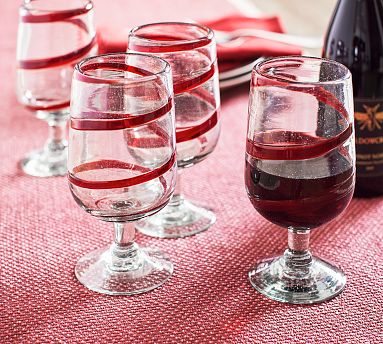 Red Ribbon Handcrafted Recycled Goblets | Pottery Barn