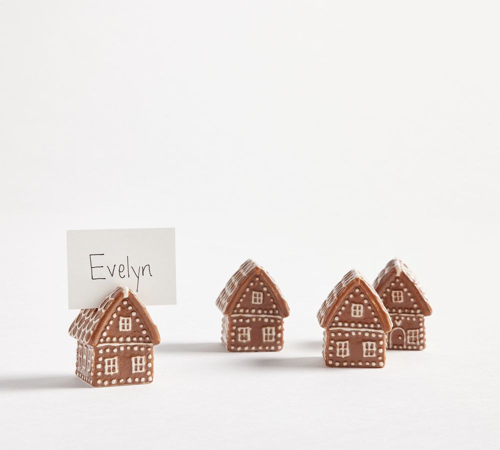 Gingerbread House Place Card Holders - Set of 4 | Pottery Barn