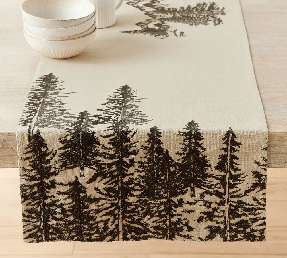 Rustic Forest Cotton/Linen Table Runner | Pottery Barn