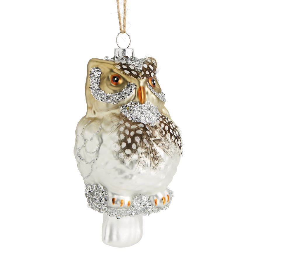 Mercury Glass Woodland Owl Ornament | Pottery Barn