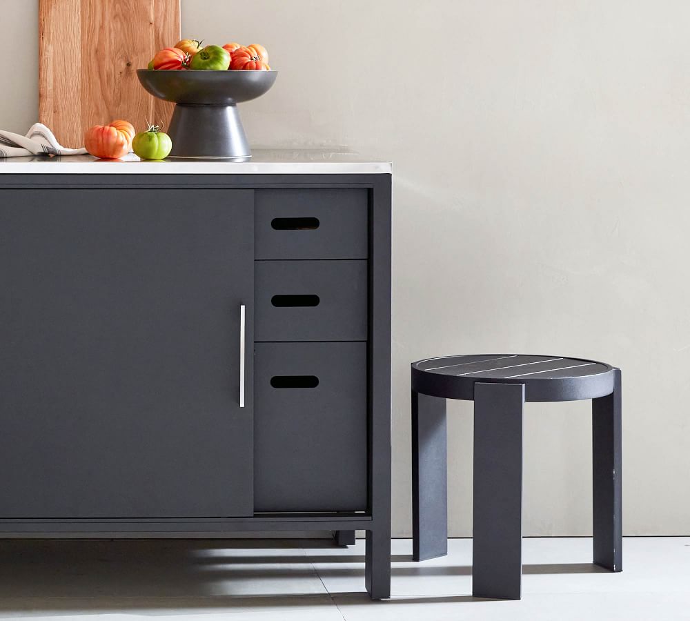 Malibu 18" Metal Stackable Side Stool, Set of 2, Black | Pottery Barn