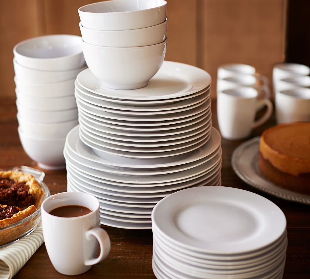 Caterer's Box Porcelain Dinner Plates - Set of 12 | Pottery Barn