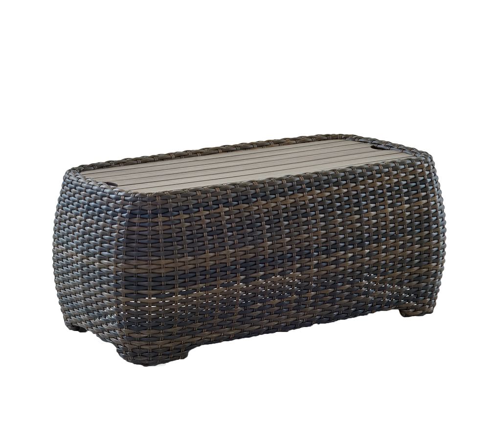 Abrego All-Weather Wicker Rectangular Storage Coffee Table | Pottery Barn