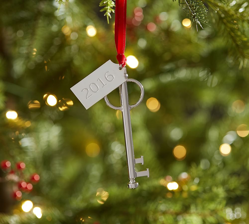 Key with Personalizable Tag Christmas Ornament | Pottery Barn