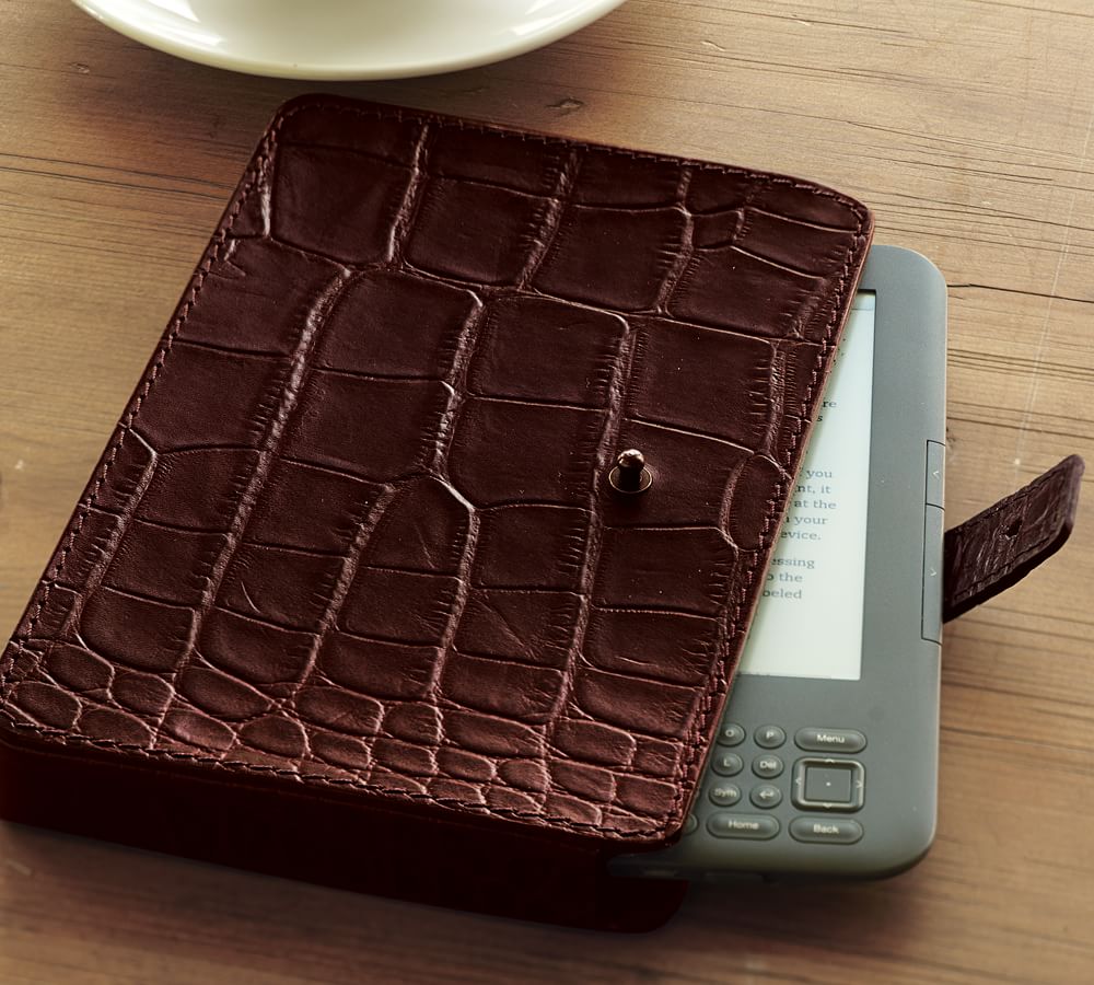 Crocodile-Embossed Leather eReader Case | Pottery Barn