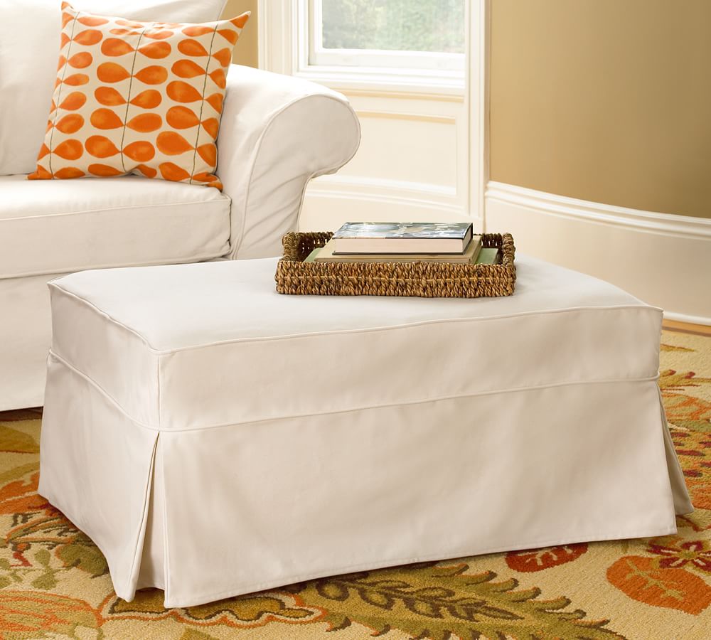 Charleston Slipcovered Ottoman | Pottery Barn