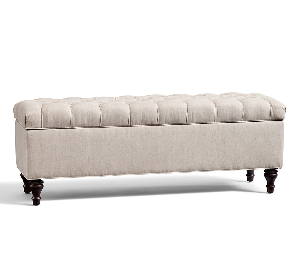 Lorraine Tufted Upholstered Queen Storage Bench | Pottery Barn