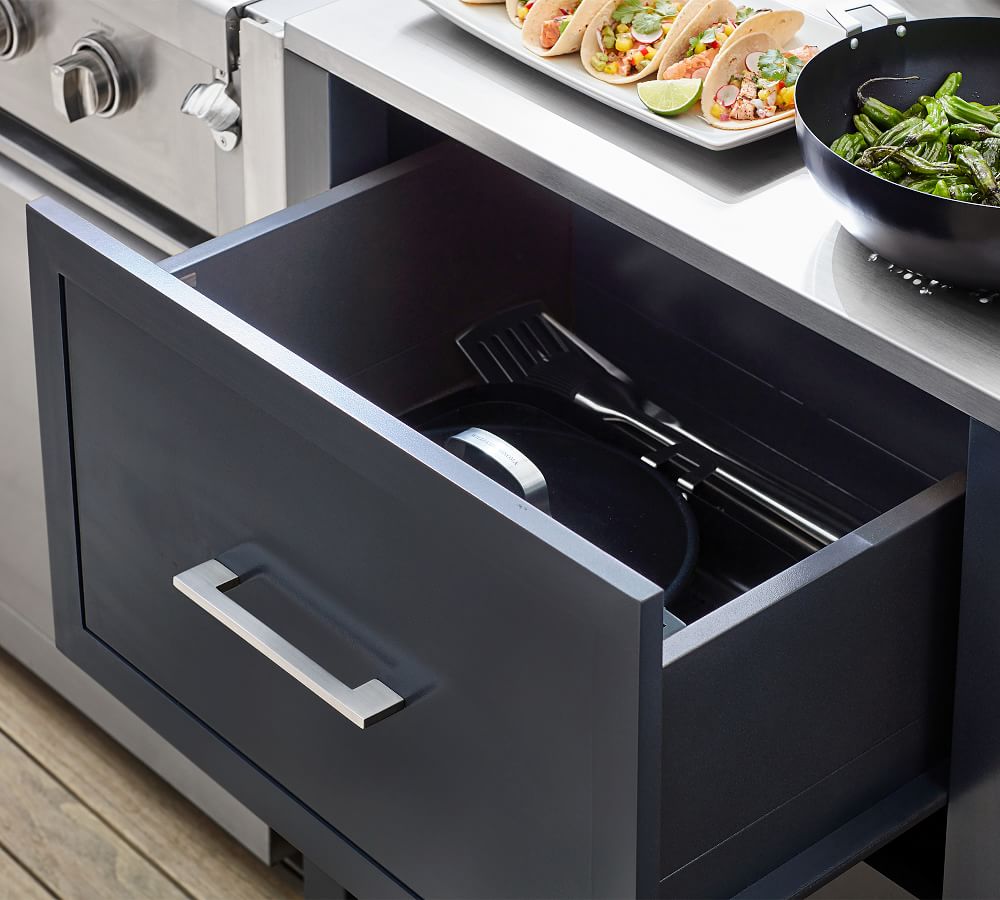 Indio Metal Outdoor Kitchen Two-Drawer & Single-Door Cabinet, Slate ...