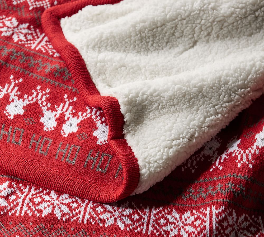Reindeer Sherpa Back Throw | Pottery Barn
