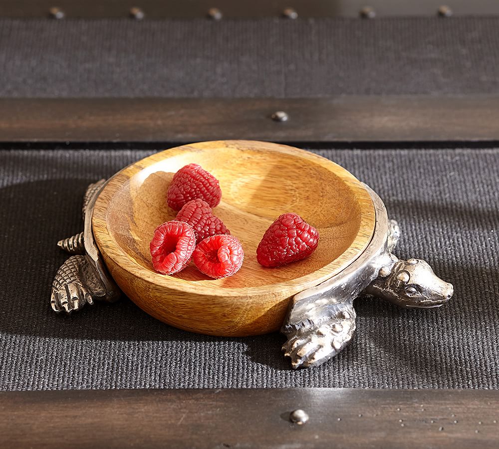 Turtle Wood/Metal Bowl | Pottery Barn