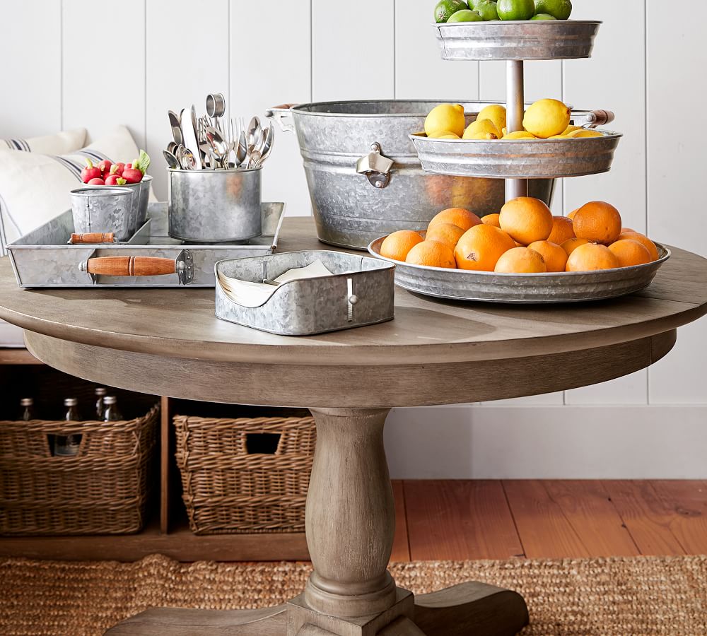 Owen Round Pedestal Extending Dining Table | Pottery Barn