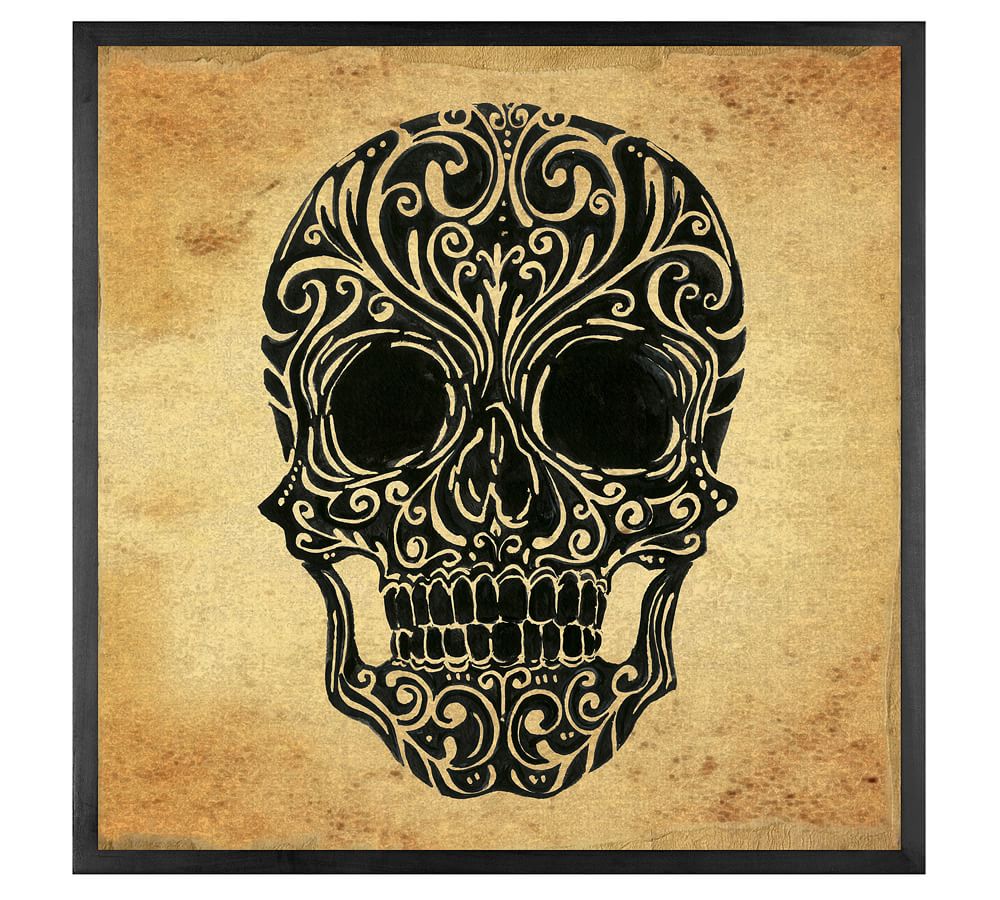 Skull Art Canvas Framed Print | Pottery Barn