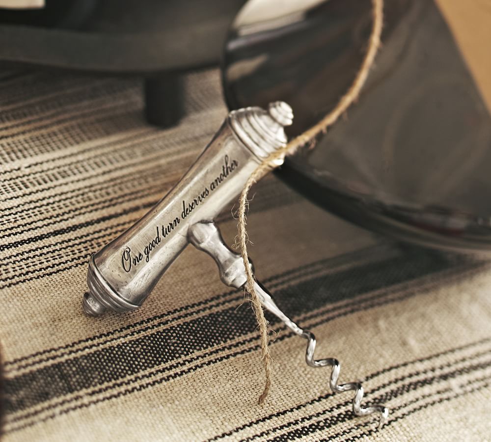 Antique Silver Sentiment Wine Pull | Pottery Barn