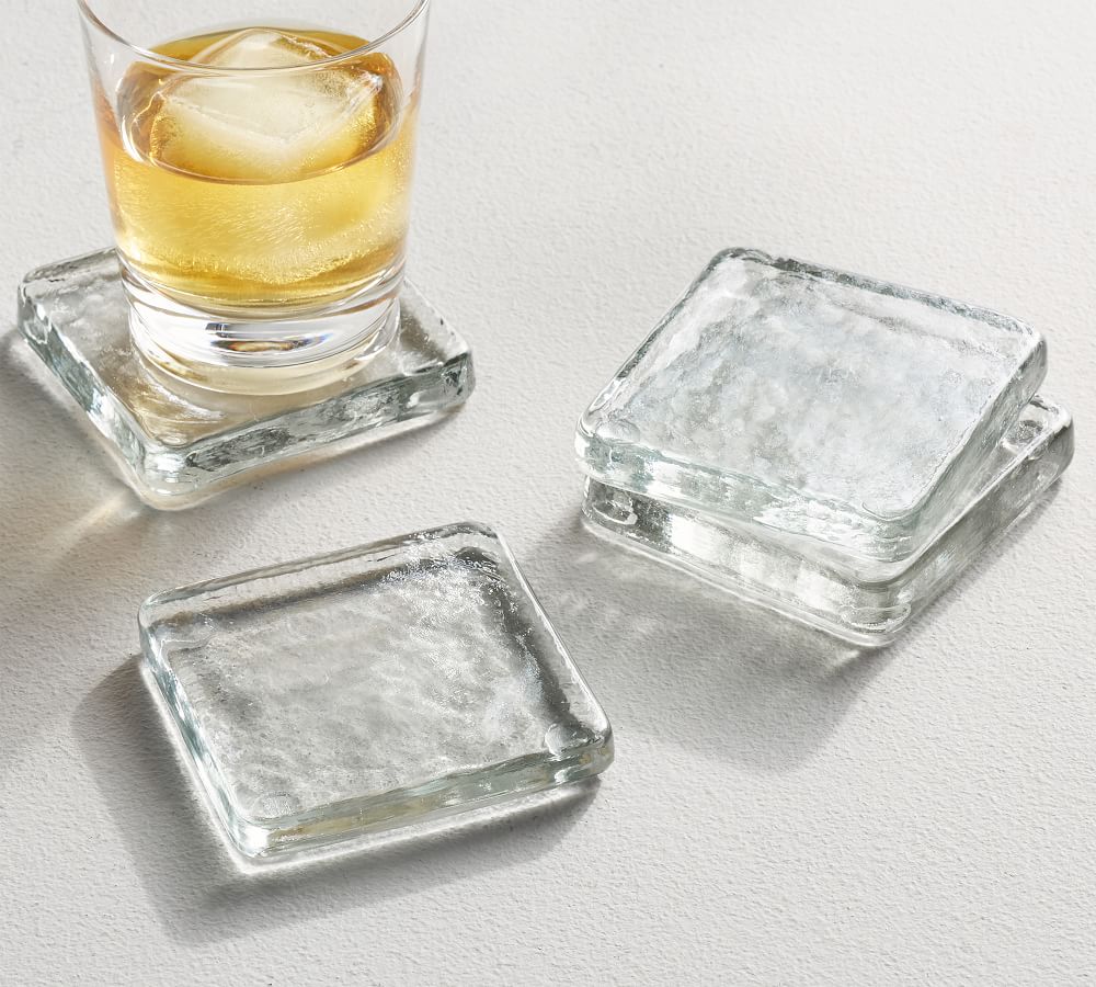 Slab Glass Coasters - Set of 4 | Bar Accessories | Pottery Barn
