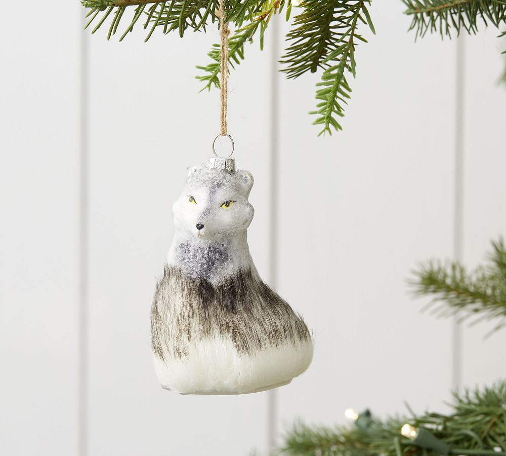 Mercury Glass Woodland Fox Ornament | Pottery Barn