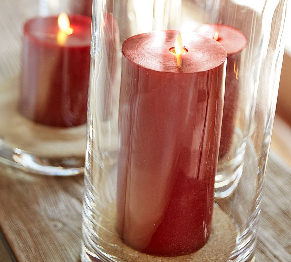 Premium Flickering Flameless Wax Pillar Candles - Red | Pottery Barn