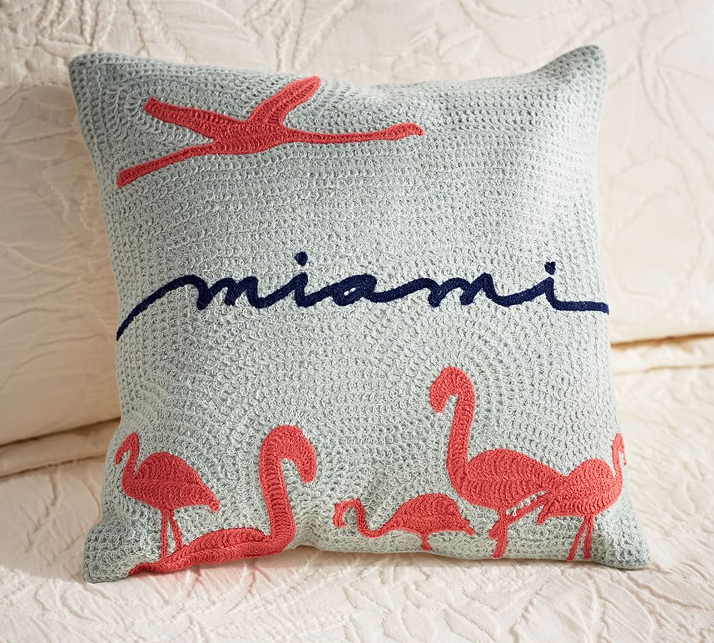 Miami Crewel Embroidered Decorative Pillow | Pottery Barn