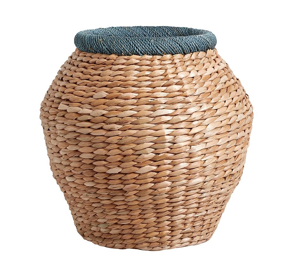 Beachcomber Large Round Blue Storage Basket | Pottery Barn