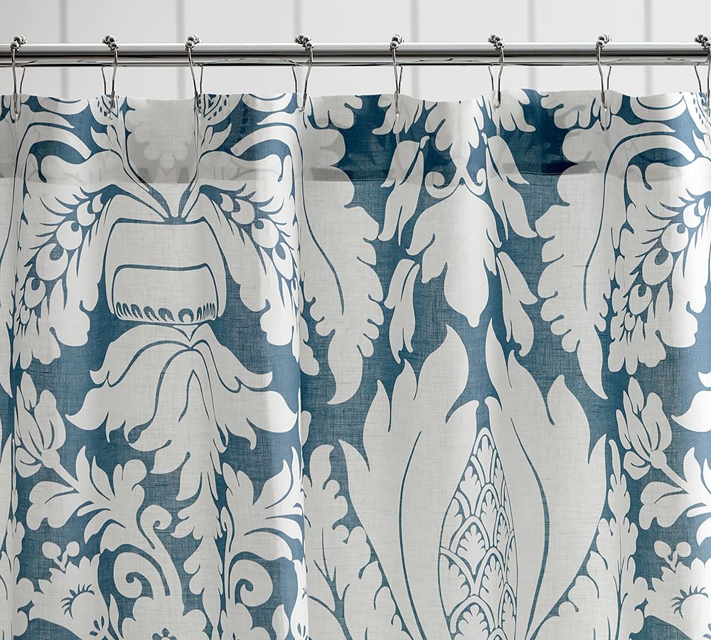 Damask Linen Shower Curtain | Pottery Barn