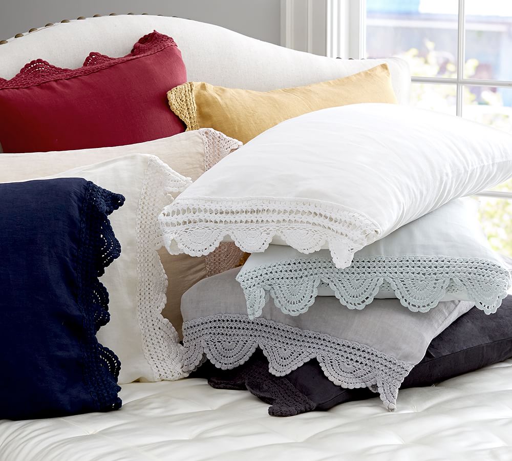 Crochet Trimmed Standard Sham | Pottery Barn