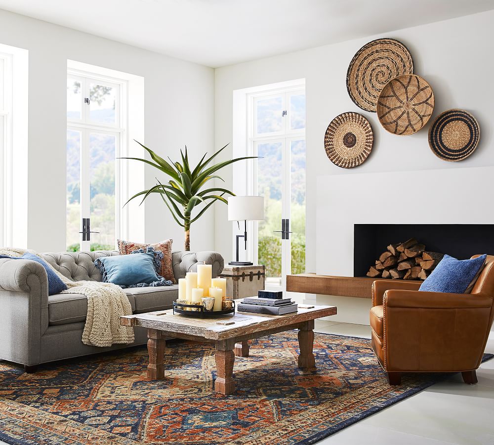 Blue Multi Mahalia Printed Rug | Patterned Rugs | Pottery Barn