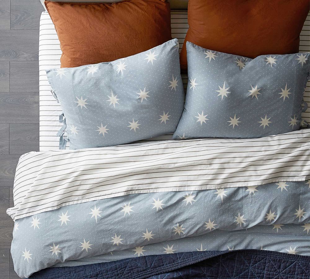 The Emily & Meritt Suit Stripe Tumbled Organic Cotton Sheet Set ...