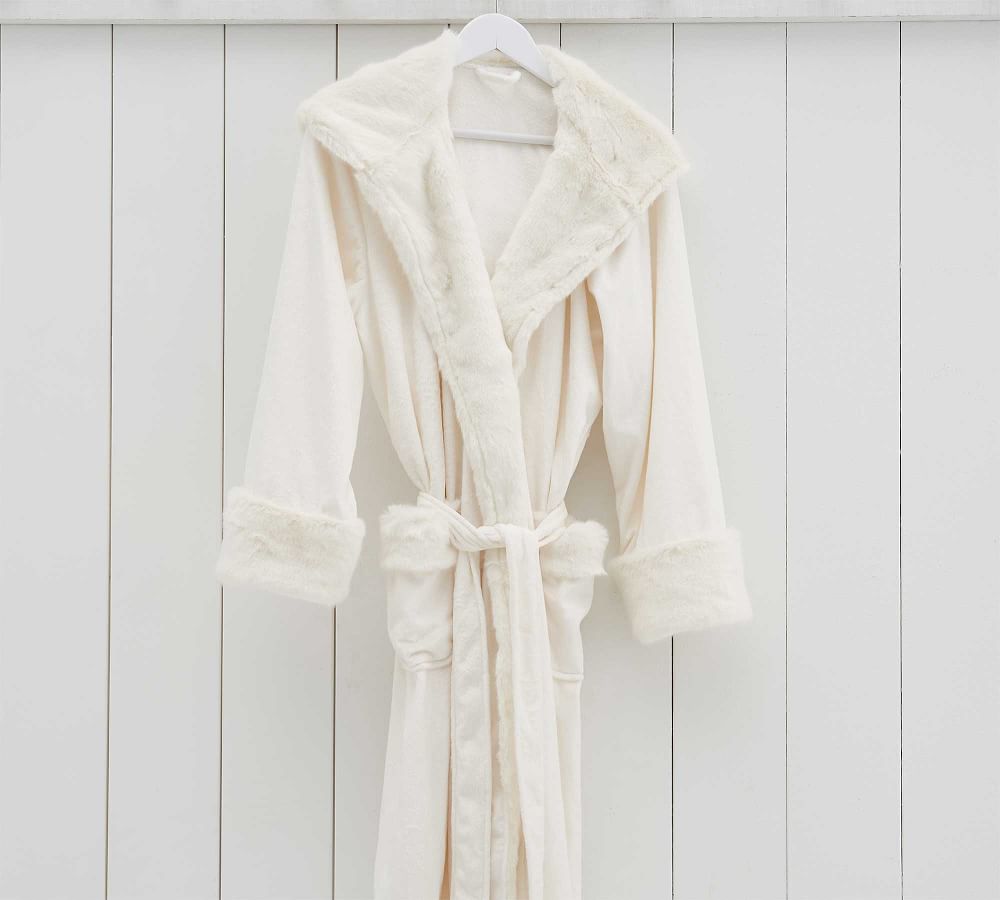 Ivory Alpaca Faux Fur Bathrobe | Pottery Barn