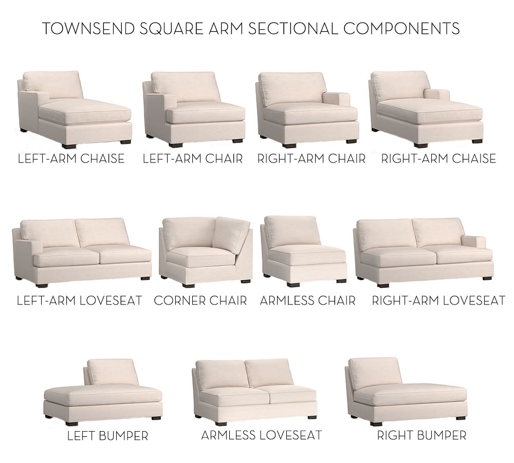 Build Your Own - Townsend Upholstered Square Arm Sectional Components ...