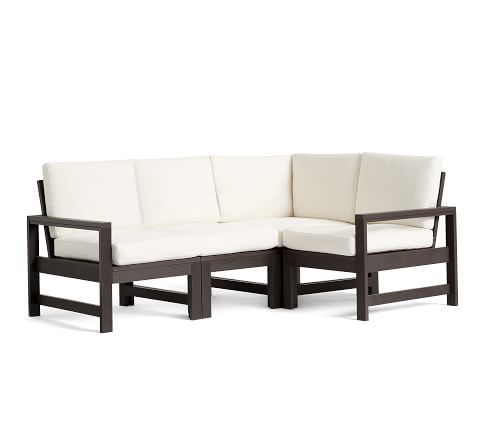 Indio by Polywood Outdoor Sectional Set, Vintage Coffee | Pottery Barn