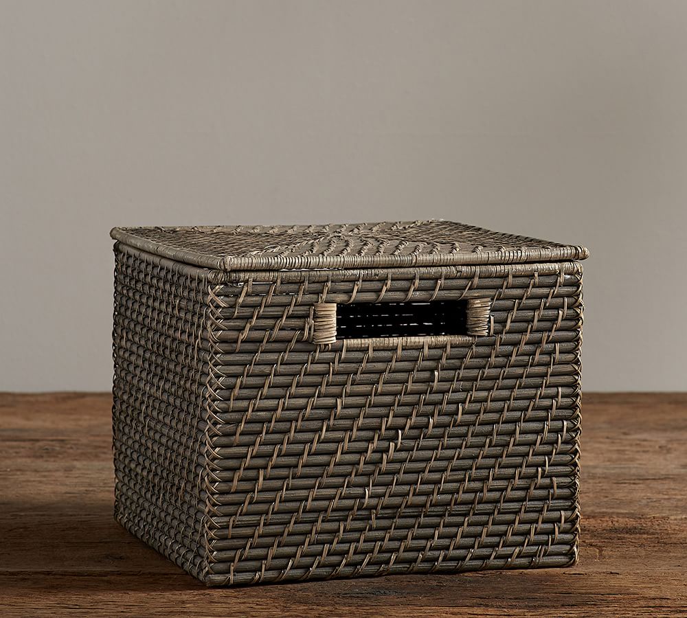 Cassie Tightweave Lidded File Bin | Pottery Barn