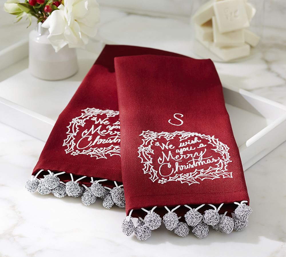 We Wish You a Merry Christmas Guest Towels, Set of 2 | Pottery Barn