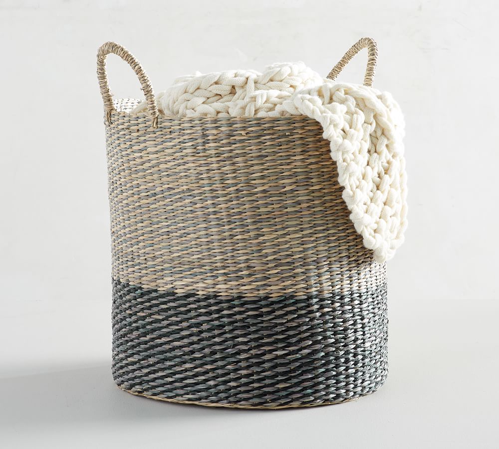 Lisbon Seagrass Two-Tone Tote Baskets | Pottery Barn