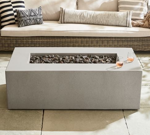 Arbor 60" Low Rectangle Natural Gas Fire Table | Pottery Barn