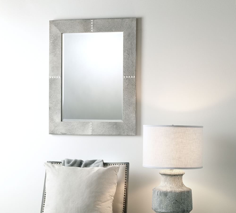 Aaden Leather Rectangular Wall Mirror | Pottery Barn
