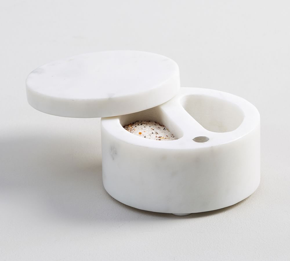 White Marble Divided Salt Cellar | Pottery Barn