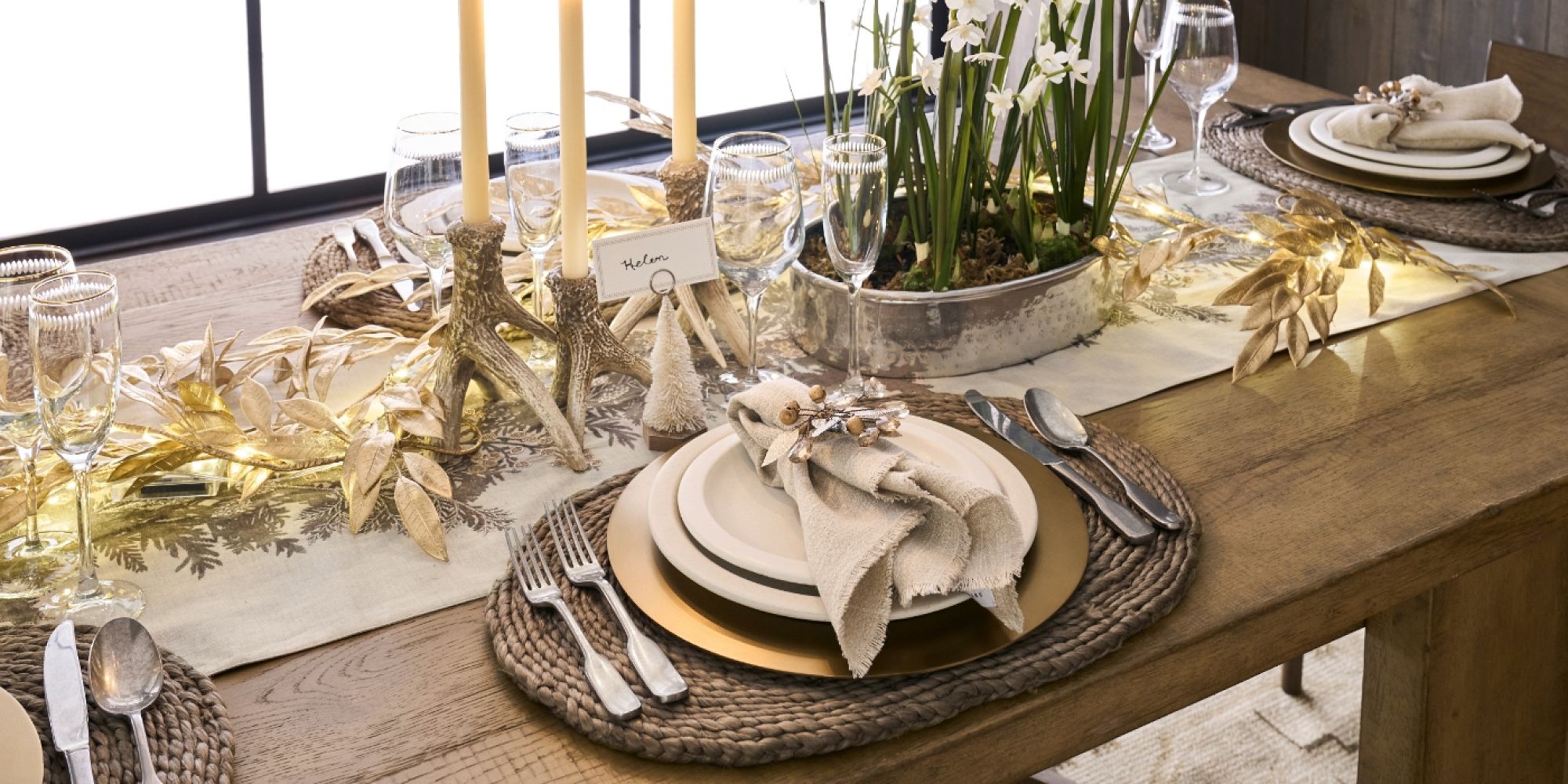 Garland Botanical Cotton/Linen Table Runners | Pottery Barn