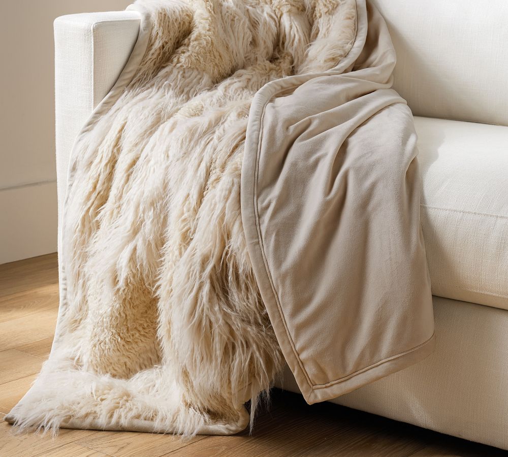Mongolian Patchwork Faux Fur Throw | Pottery Barn