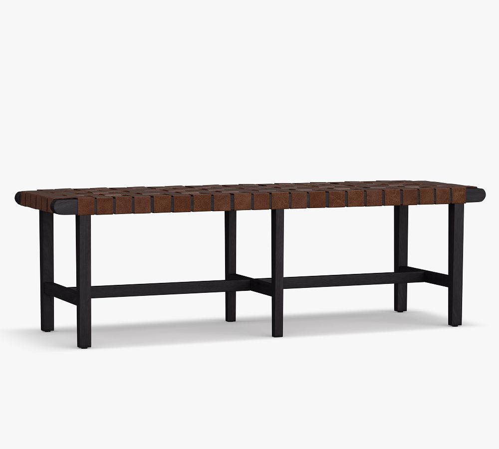 Fenton Woven Leather Bench | Pottery Barn